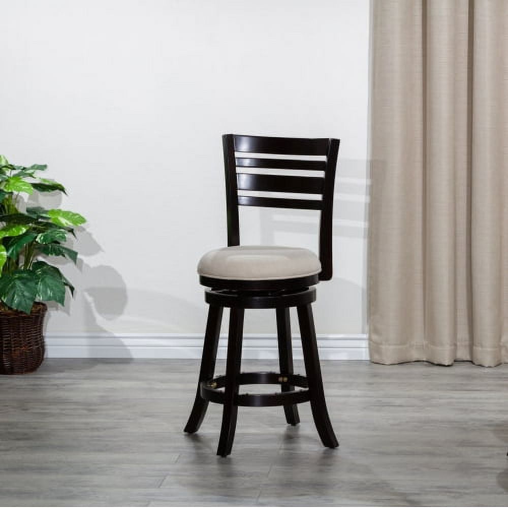 24" Counter Height Swivel Stool, Velvet Upholstered Barstools with Slat ...