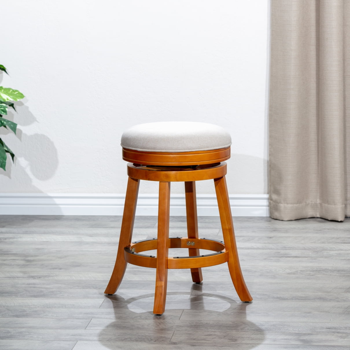 24" Counter Stool with 360° Swivel, Upholstered Barstool with Footrest ...