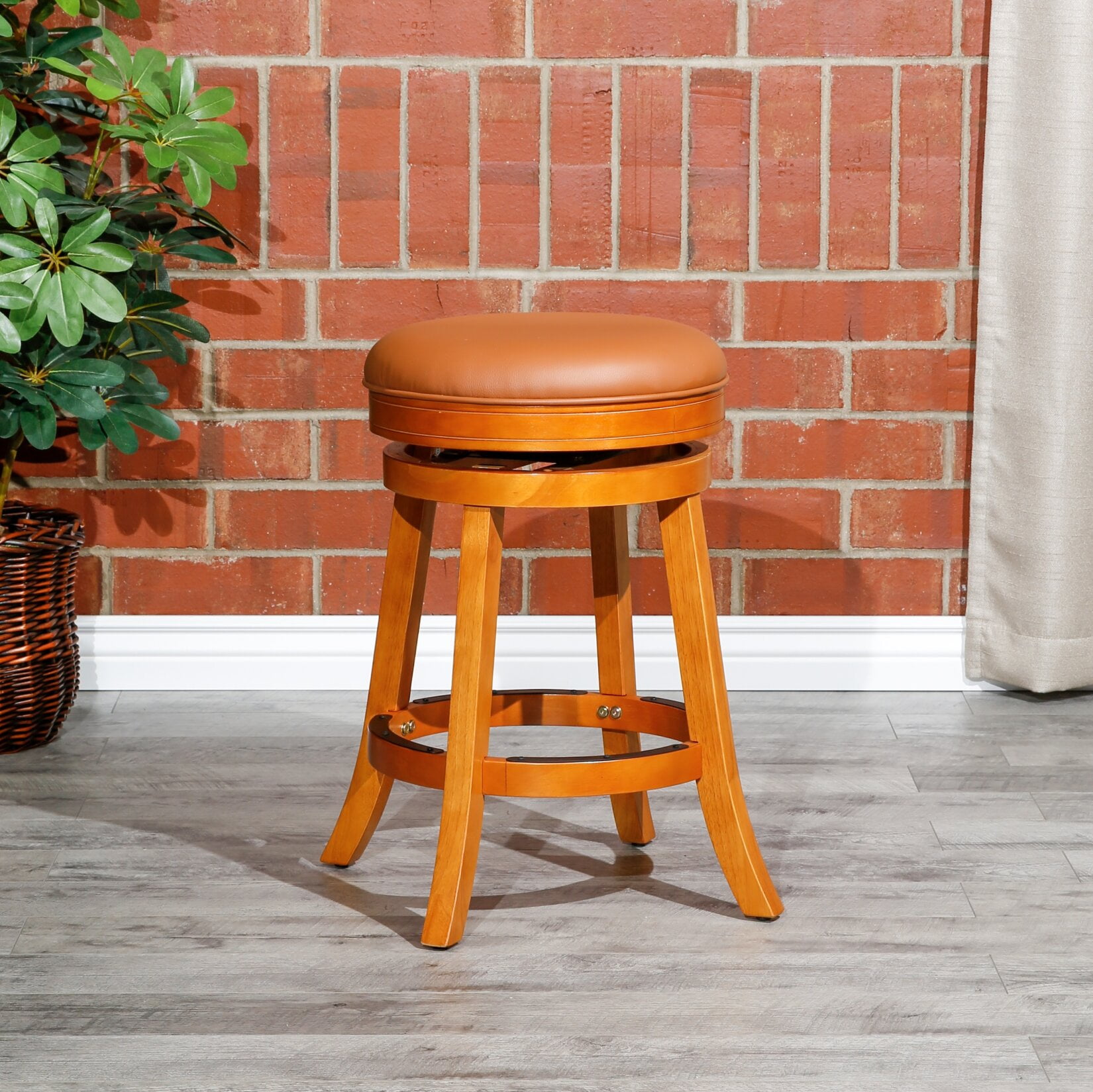 24" Counter Stool with 360° Swivel, Upholstered Barstool with Footrest ...