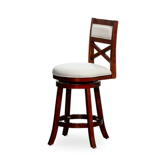 24" Counter Stool, Espresso, Polyester Fabric Seat | Easy Assembly ...