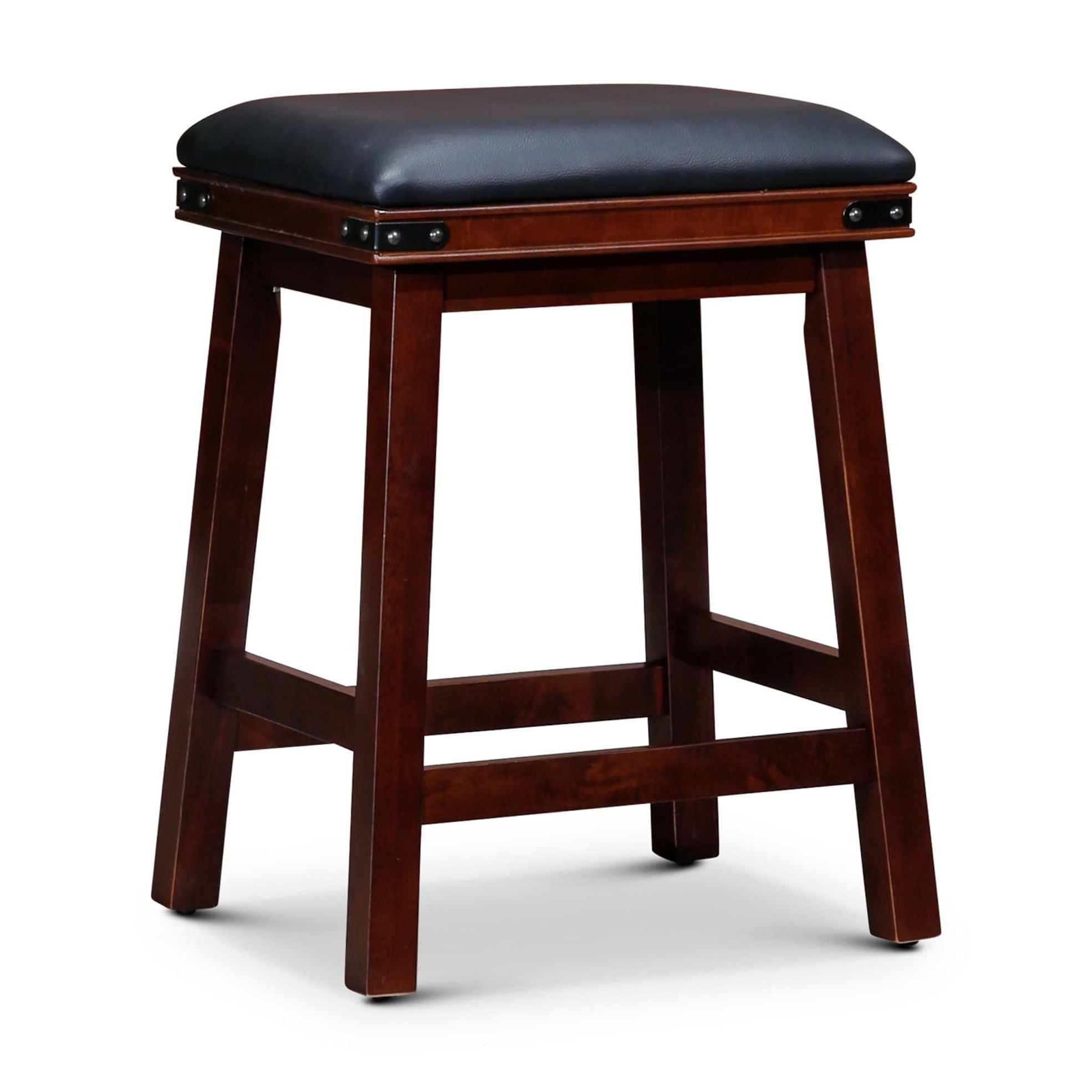 24" Counter Stool, Solid Wood Upholstered Kitchen Stools with Bonded ...
