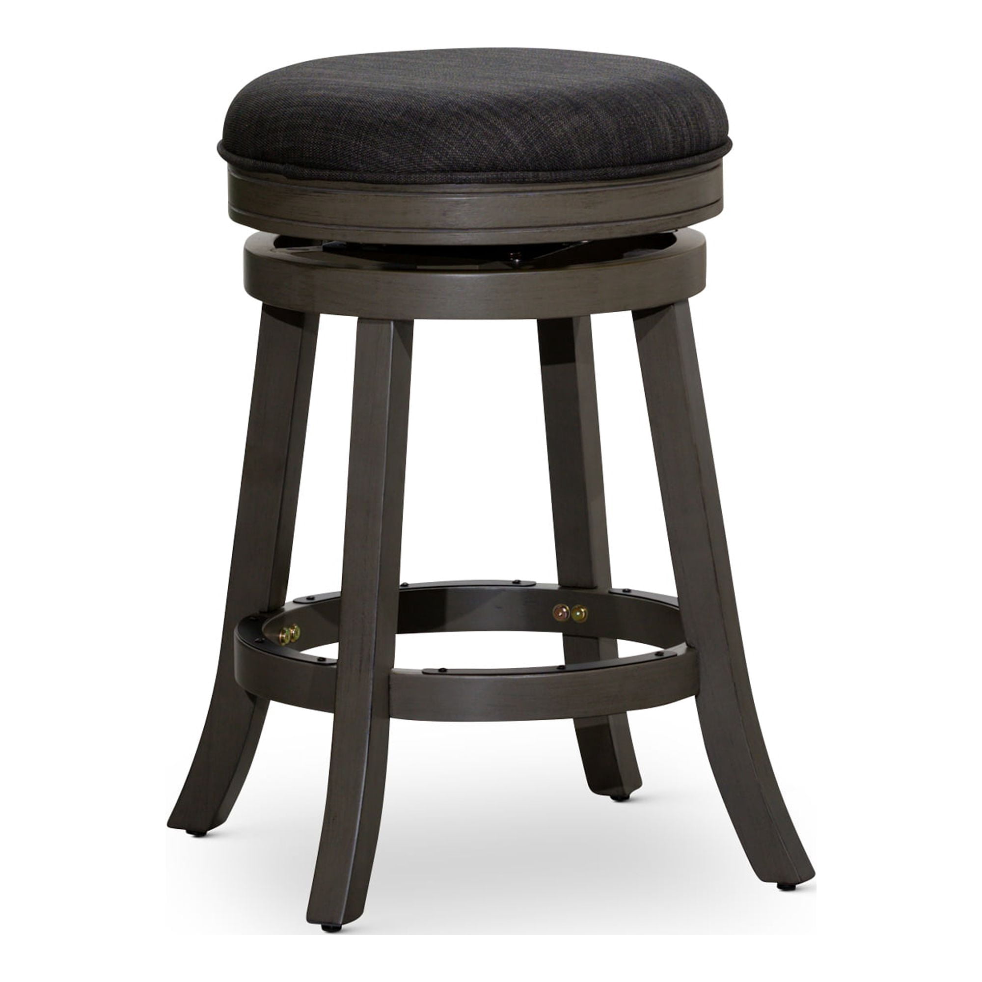 24" Counter Stool,Weathered Gray Finish,Charcoal Fabric Seat,Gray ...