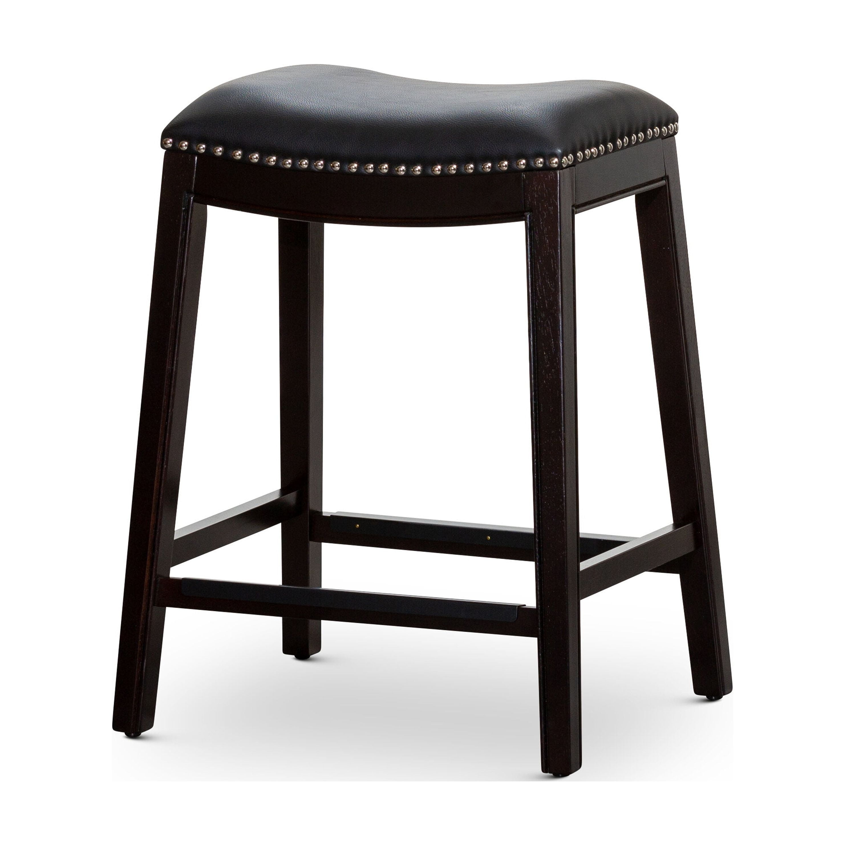 24" Counter Stool with Black Leather Seat, Espresso Finish Kitchen ...