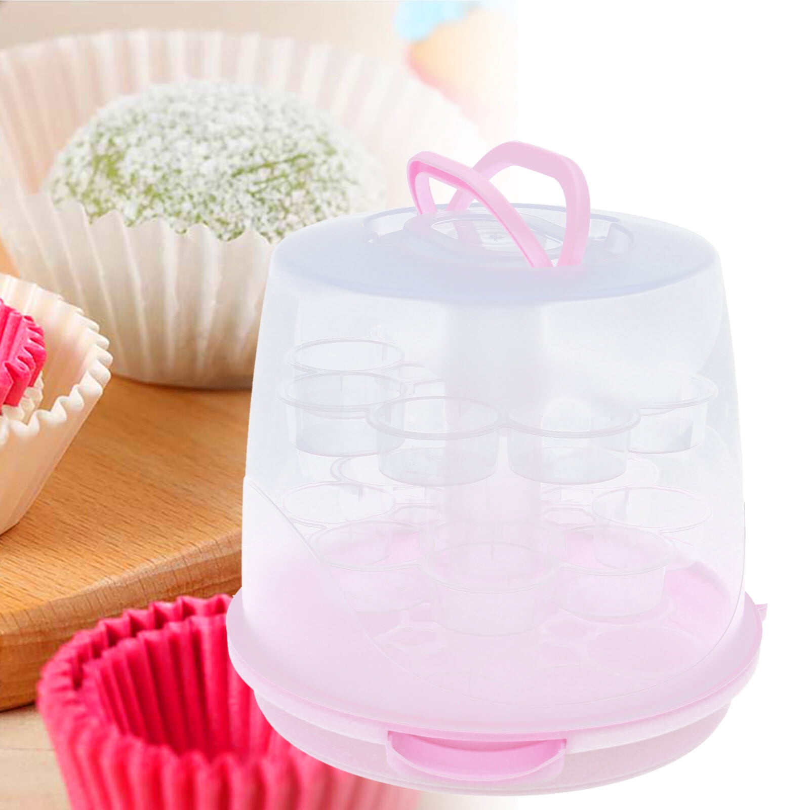PEAKORA24 Cupcake Carrier Cake Carrier Holder Portable 3 Tier Cupcake ...