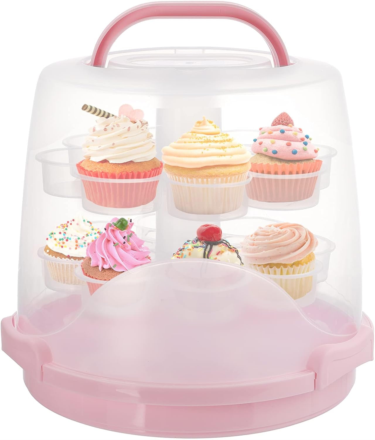 24 Cupcake Carrier for Transport, Tall Cake Carrier Holder with Handle ...