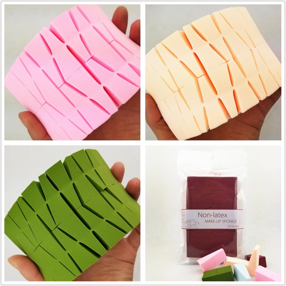 24-Cut Triangle Powder Puff Non-Latex Enlarged Matcha Wine Red ...