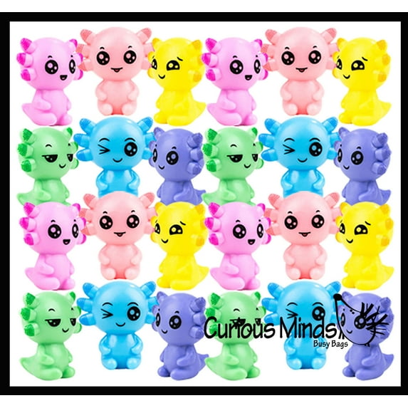 24 Cute Colorful Tiny Axolotls Figurines - Mini Toys - Small Novelty ...
