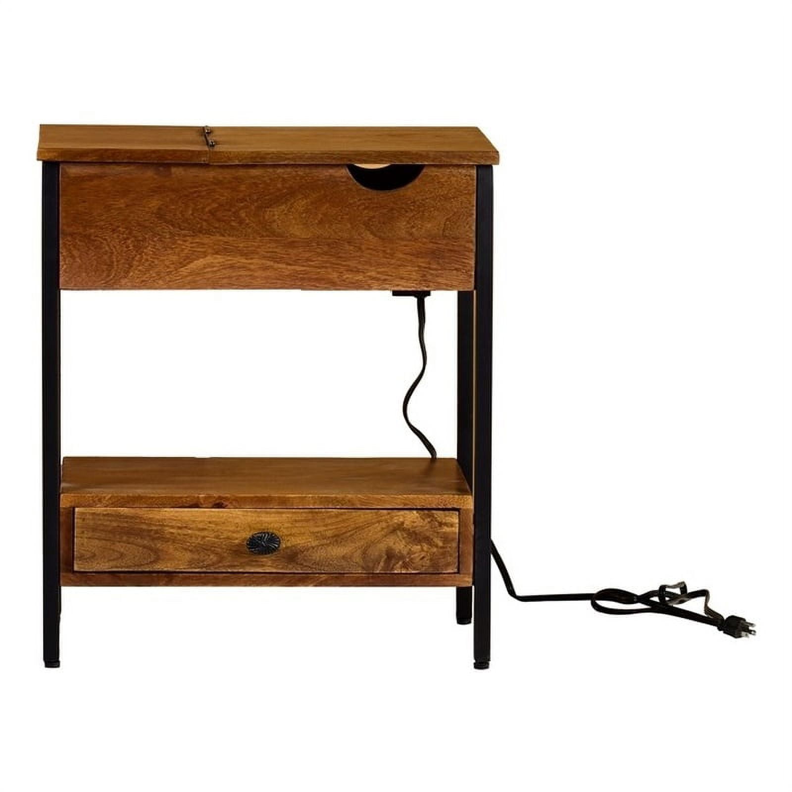 24 Dante Tall Solid Mango Wood End Table with Storage with Flip Top ...