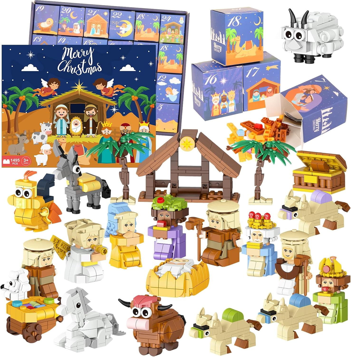 24-Day Advent Calendar Christmas Sacred Scene Building Blocks Set ...