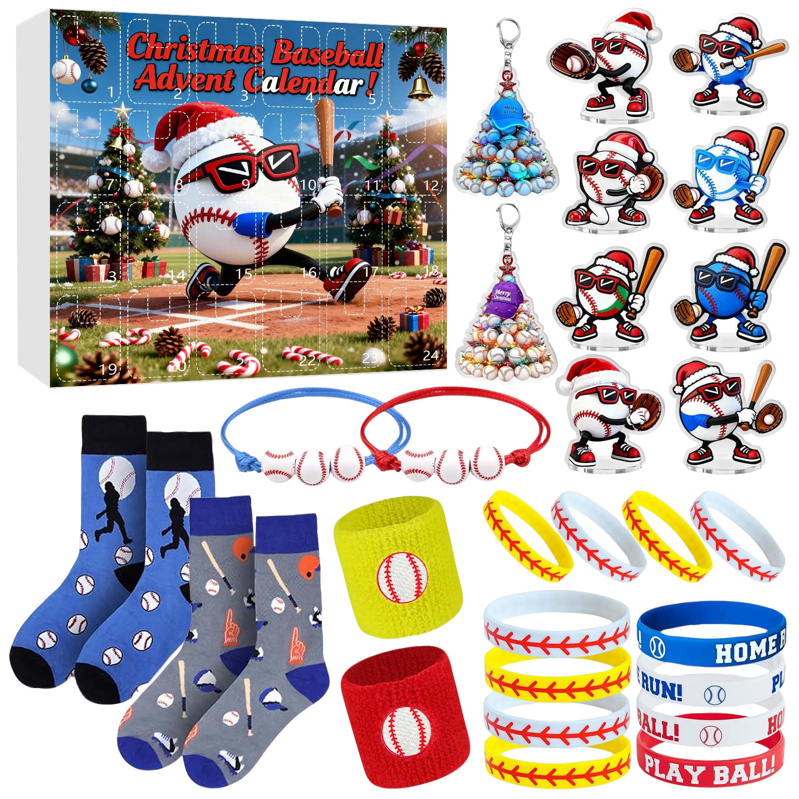 24-Day Baseball Themed Christmas Advent Calendar, Surprise Gift Box ...