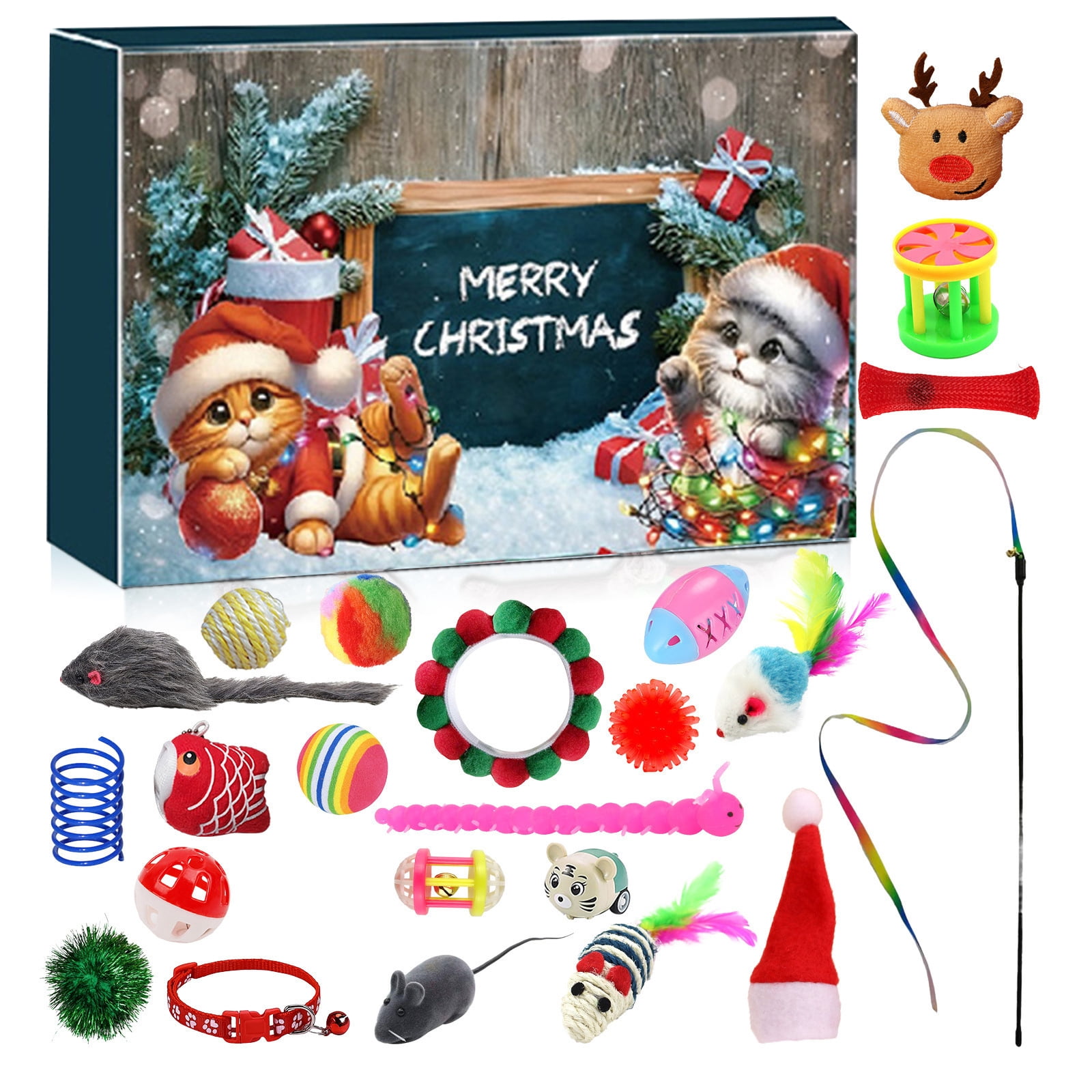 24-Day Cat Christmas Advent Calendar, Interactive Cat Toys Surprise ...