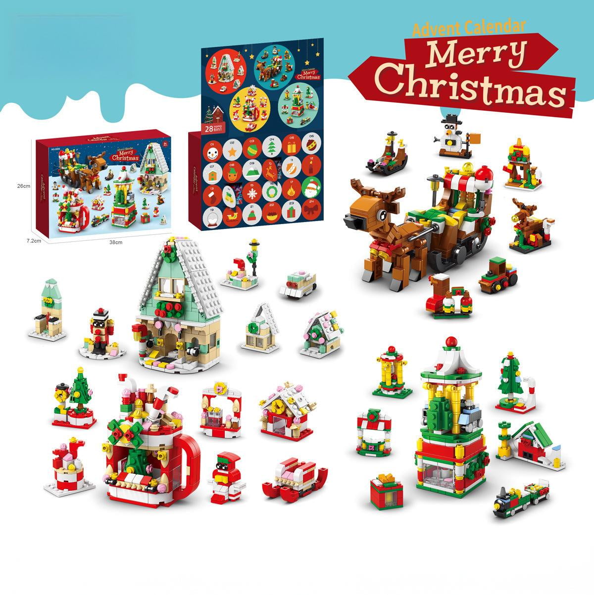 24-Day Christmas Building Blocks Advent Calendar Set, with Christmas ...