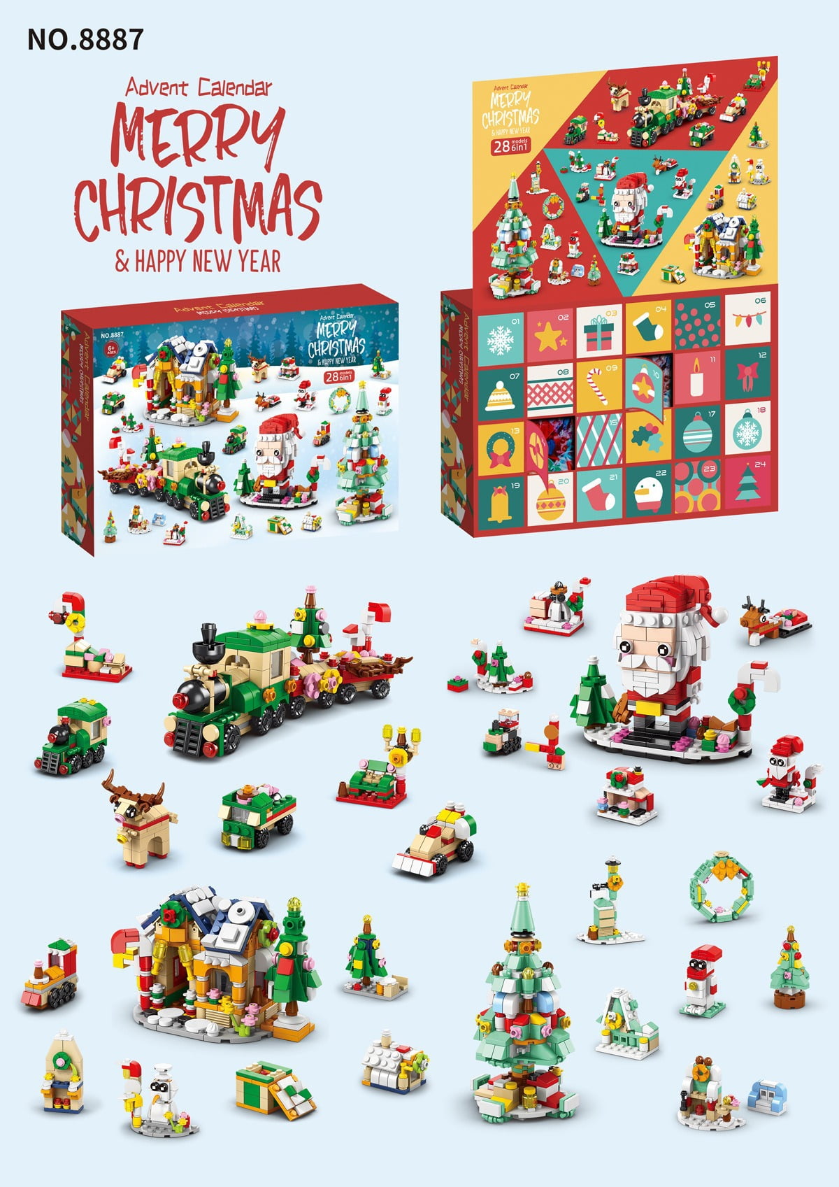 24-Day Christmas Tree Building Blocks Advent Calendar Set, Fun Blind ...