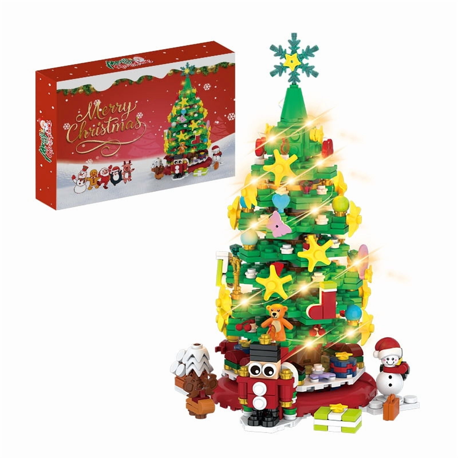24-Day Christmas Tree Building Blocks Advent Calender Kit, with LED ...