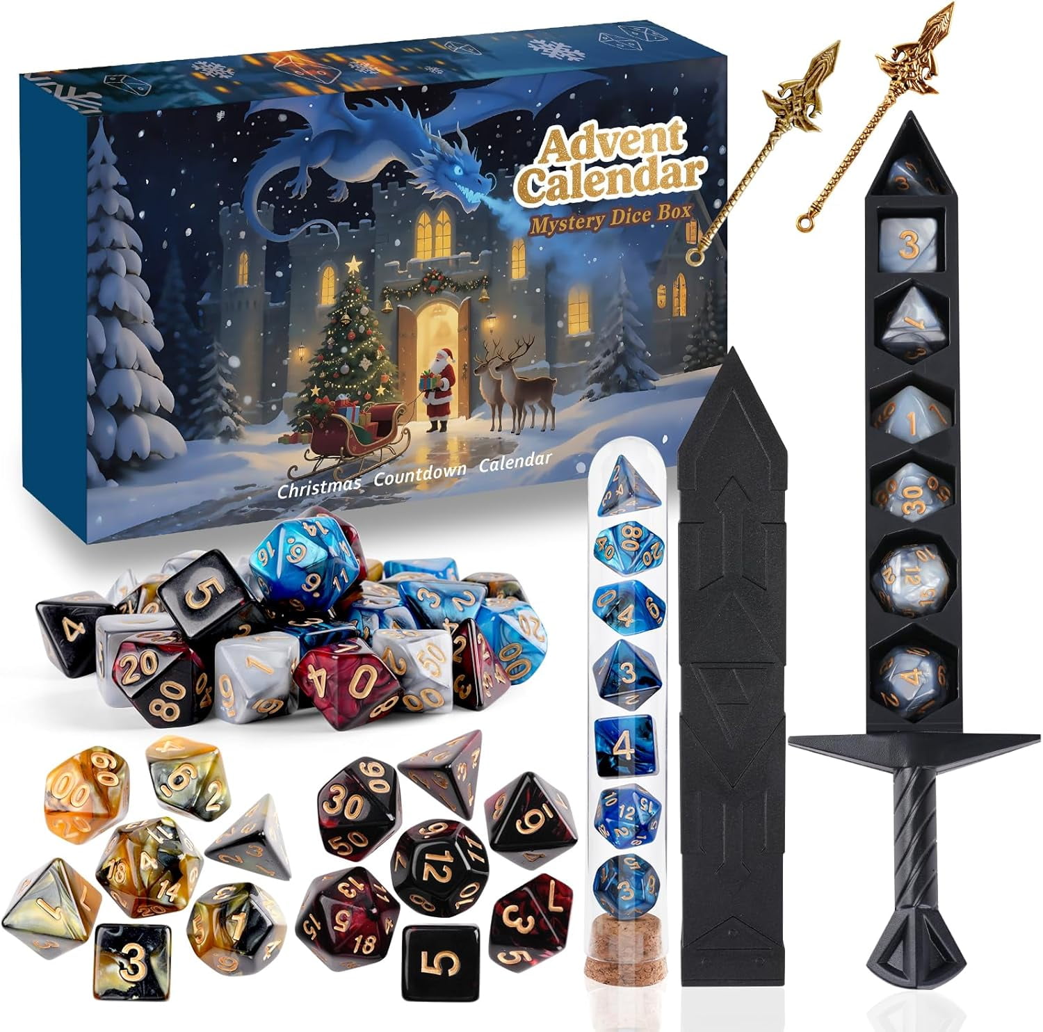 24-Day Fun & Mystery Christmas Advent Calendar D&D Toys Set, Dungeons ...