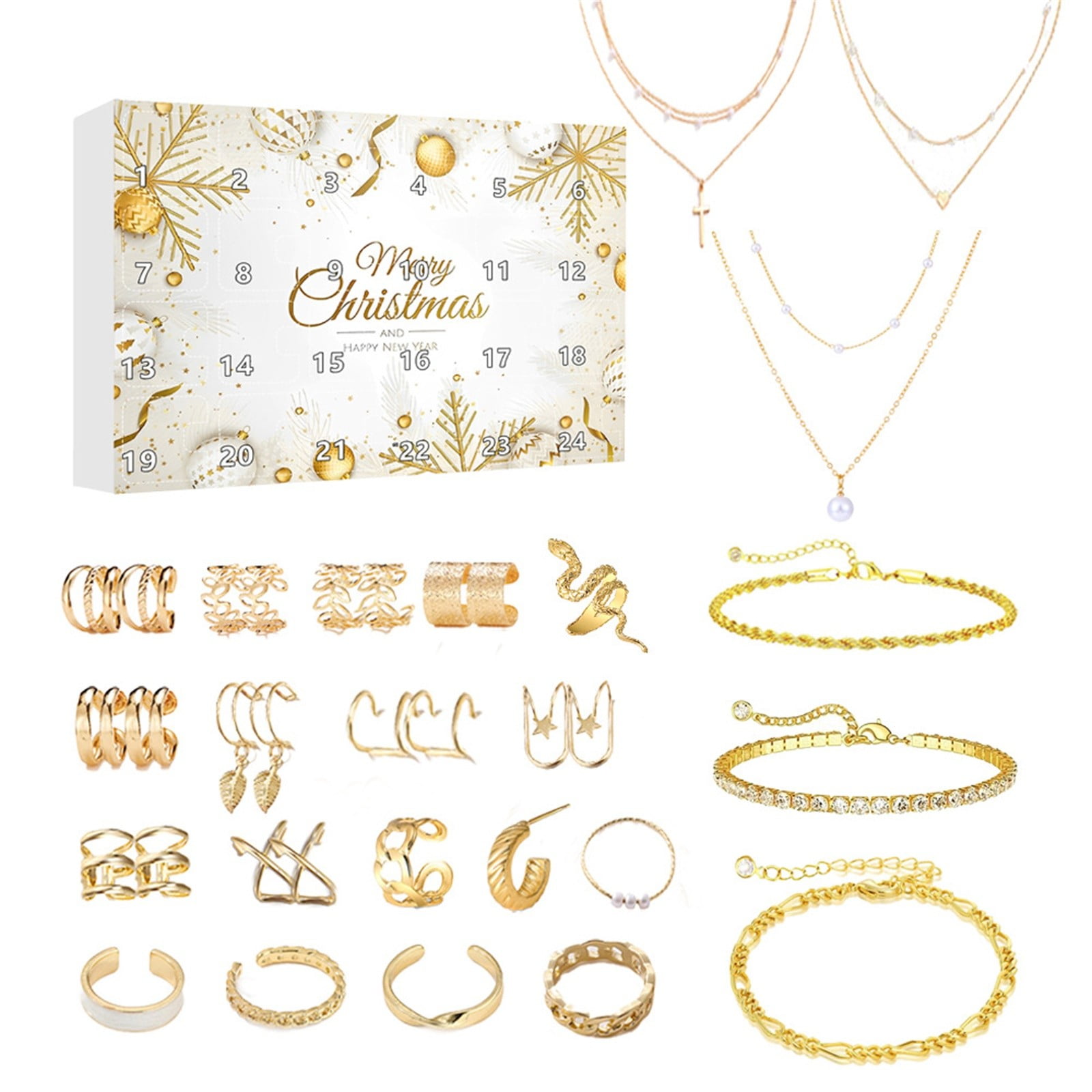 24 Day Jewelry Christmas Advent Calendar Christmas Countdown Ladies ...