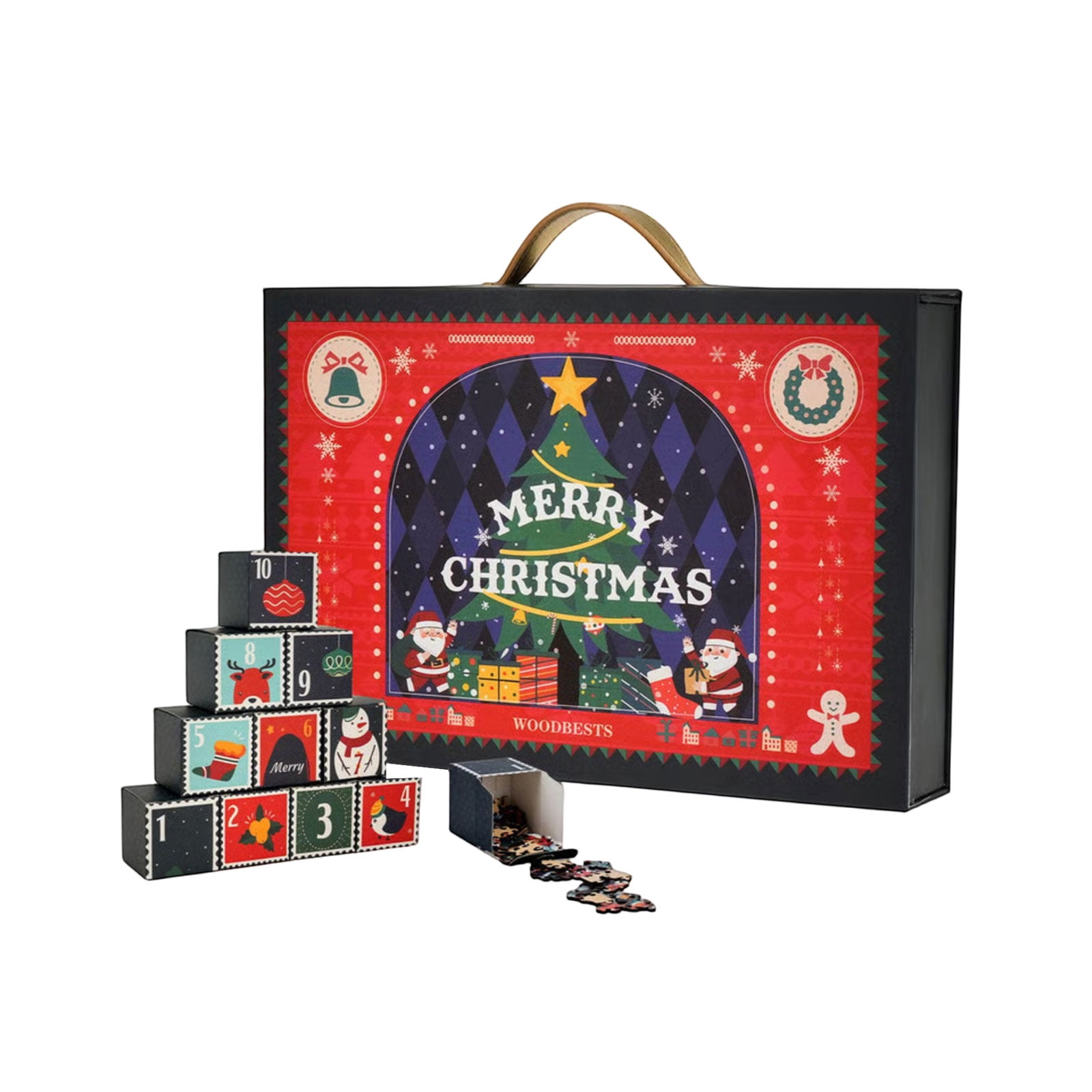 24 Day Wooden Puzzle Advent Calendar for Children and Adults, Turn ...
