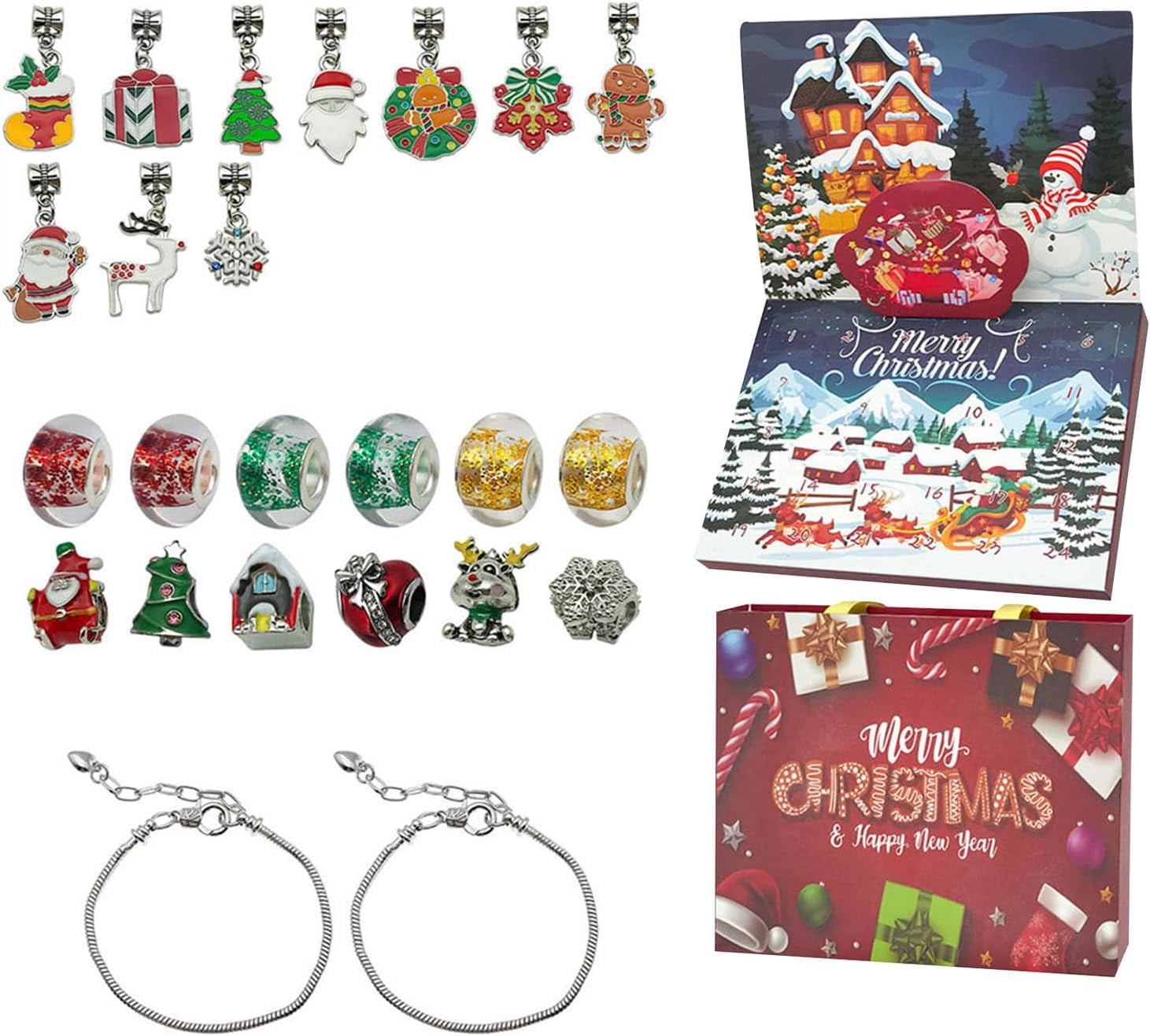 24 Days Christmas Advent Calendar 2025, DIY Bracelet Accessory Advent ...