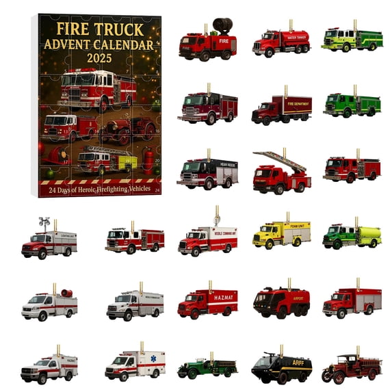 24 Days Christmas Countdown Fire Truck Advent Calendar 2025: 24 ...
