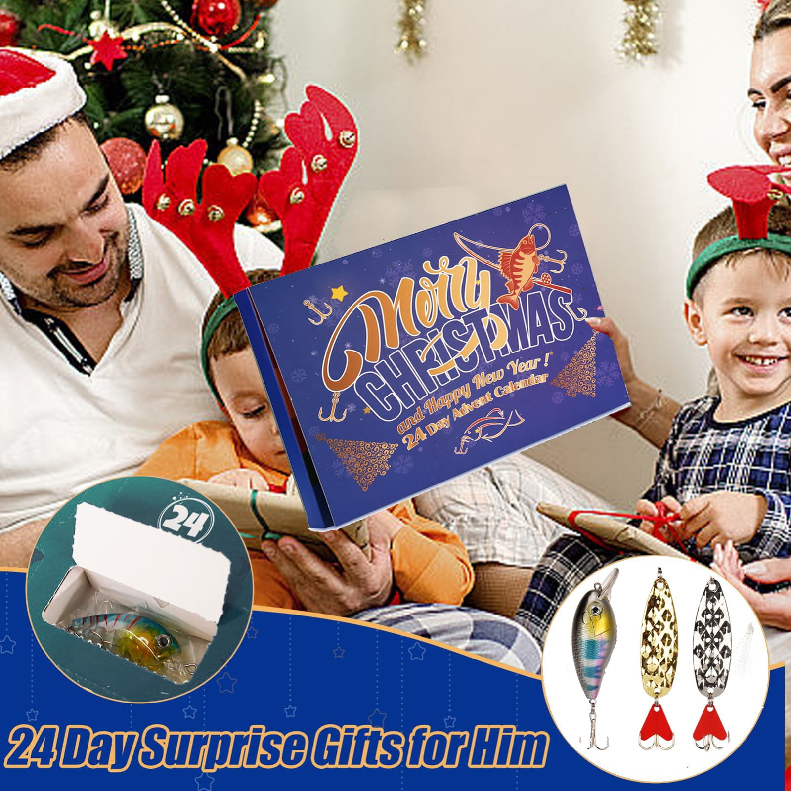 24 Days Christmas Countdown Fishing Bait Tackle Set,Christmas Surprise ...