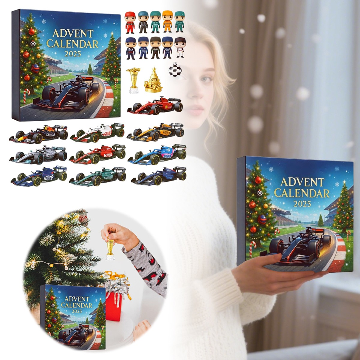 24 Days Christmas Countdown Surprise Calendar Box with 24 Acrylic ...