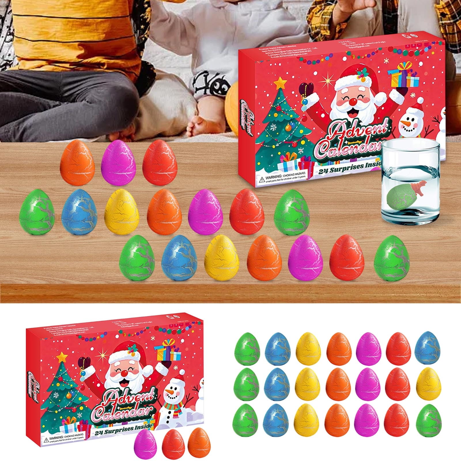 24 Days Surprise Egg Countdown Advent Set - Christmas Dino Egg Festive ...