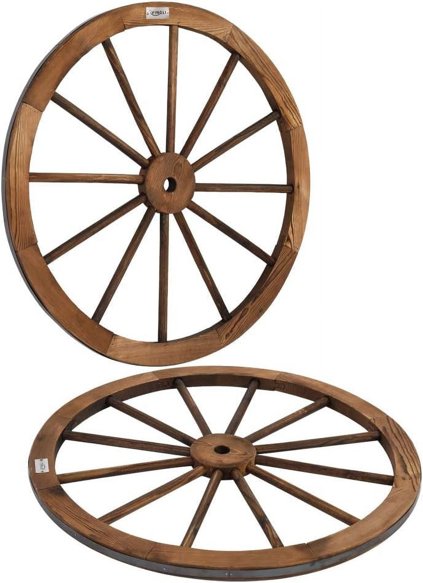 24" Decorative Wooden Wheel (Set of 2), Vintage Old Western Style Wall ...