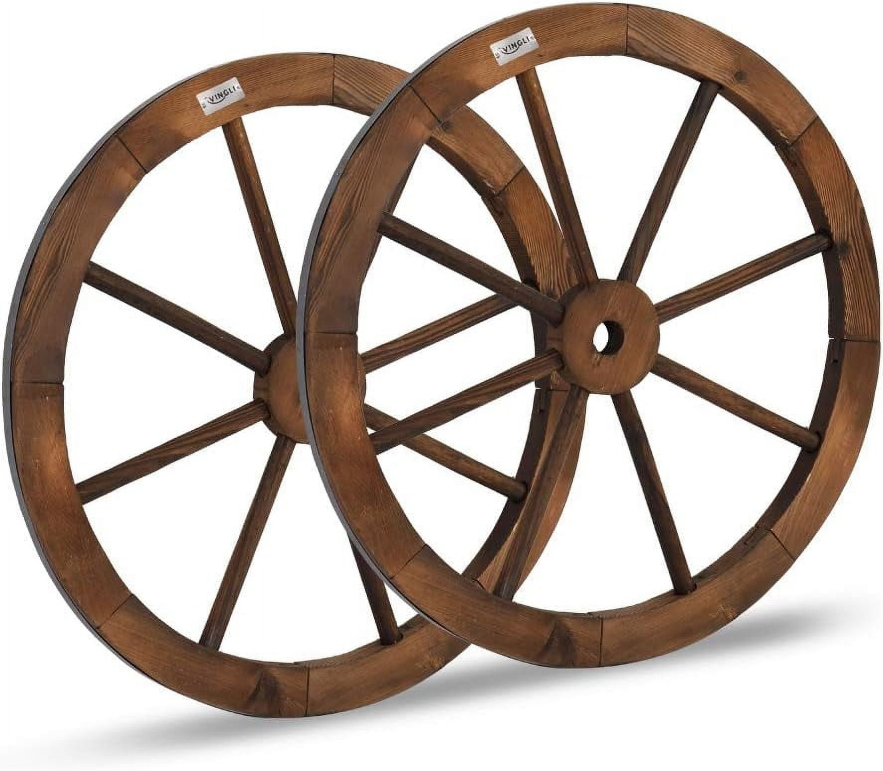 24" Decorative Wooden Wheel (Set of 2), Vintage Old Western Style Wall ...