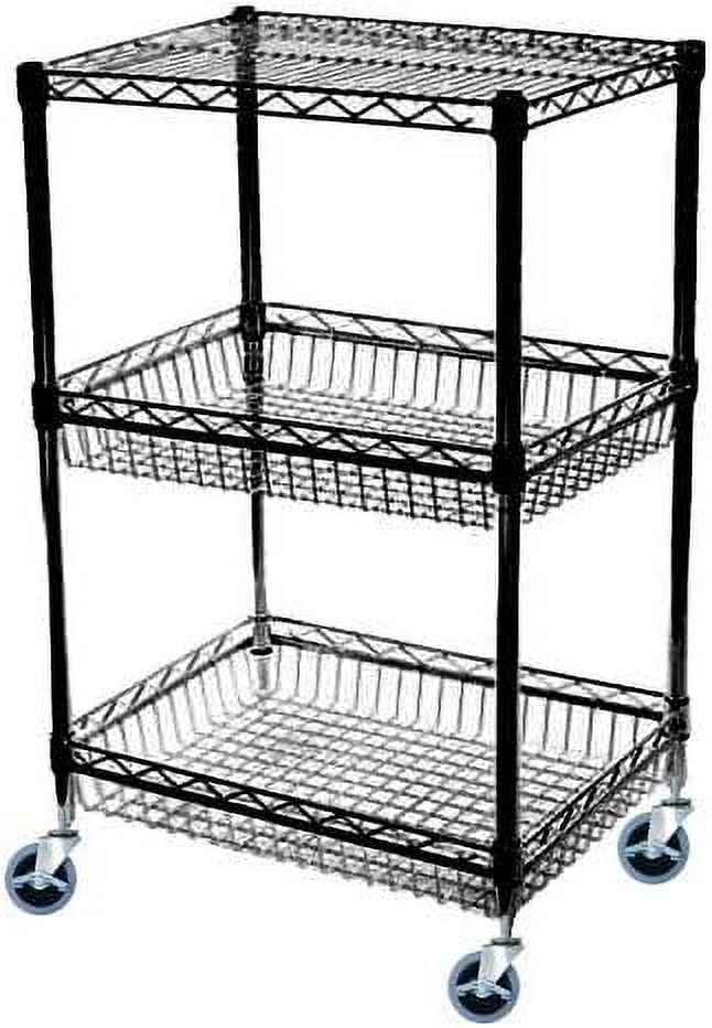 24" Deep x 24" Wide x 42" High 2 Tier Black Mobile Basket Unit 800lb ...