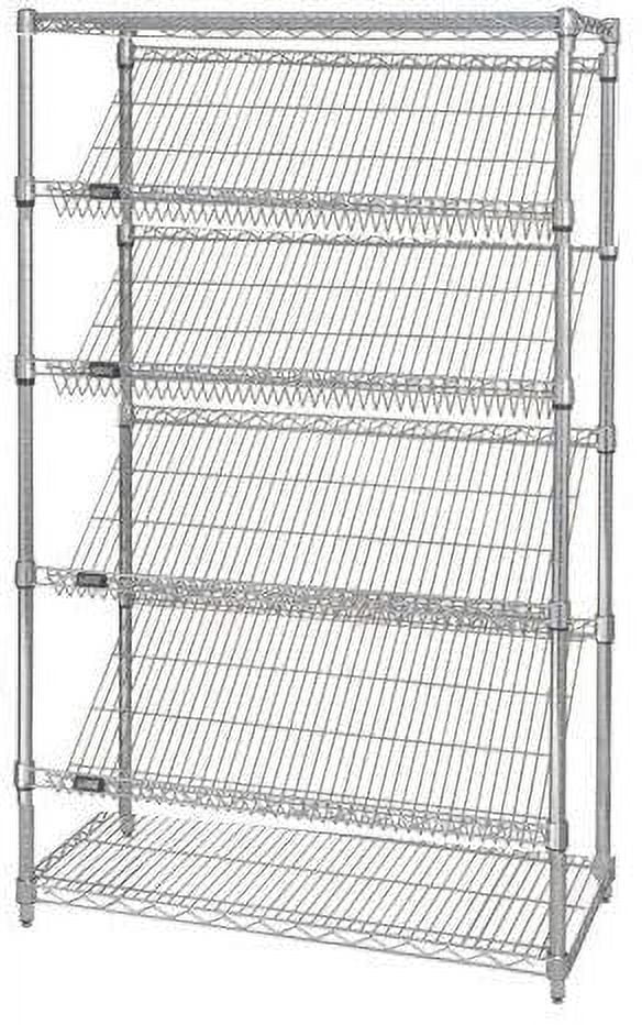 24" Deep x 36" Wide x 54" High 6 Tier Black Slanted Wire Shelf Starter ...