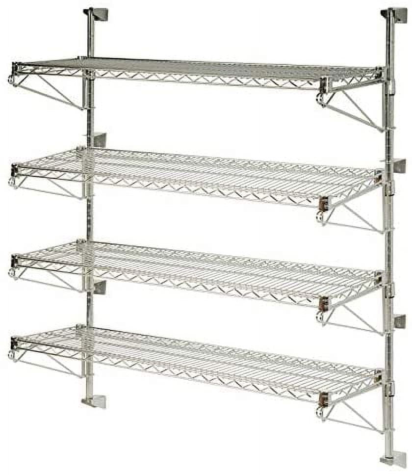 24" Deep x 36" Wide x 63" High Adjustable 4 Tier Chrome Wall Mount ...