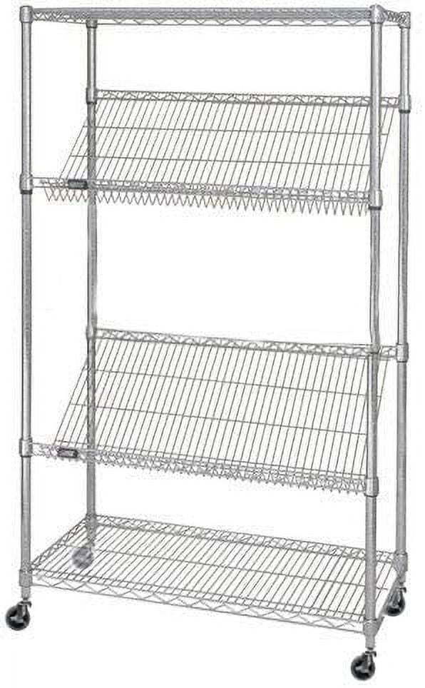 24" Deep x 48" Wide x 69" High 4 Tier Slanted Black Wire Shelf Truck ...