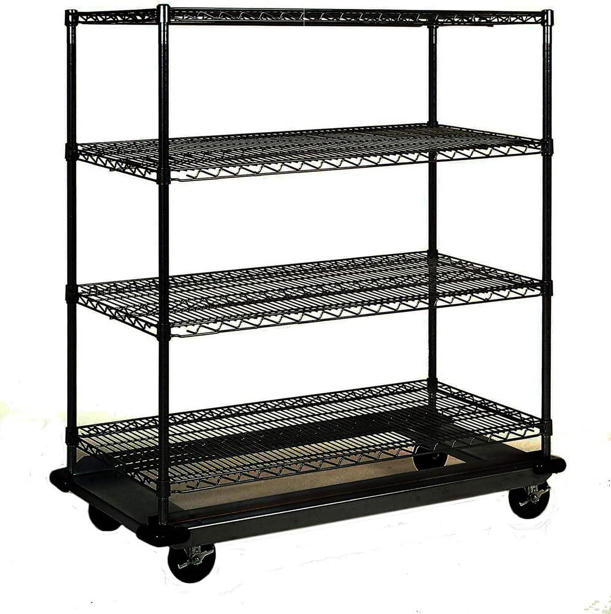 24" Deep x 48" Wide x 92" High 4 Tier Dolly Base Black Wire Shelf Truck ...