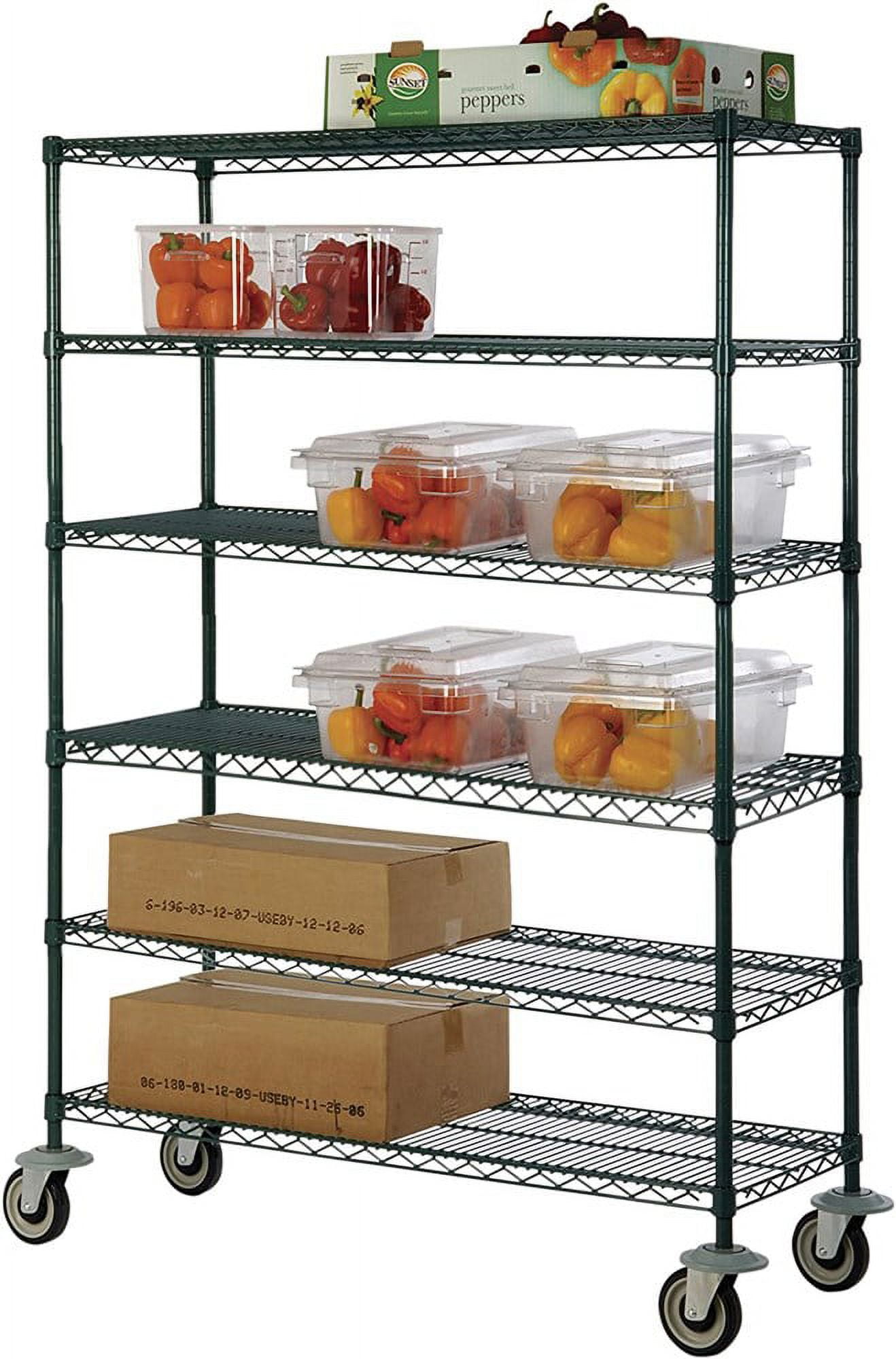 24" Deep x 66" Wide x 102" High 6 Tier Freezer Wire Shelf Truck with ...