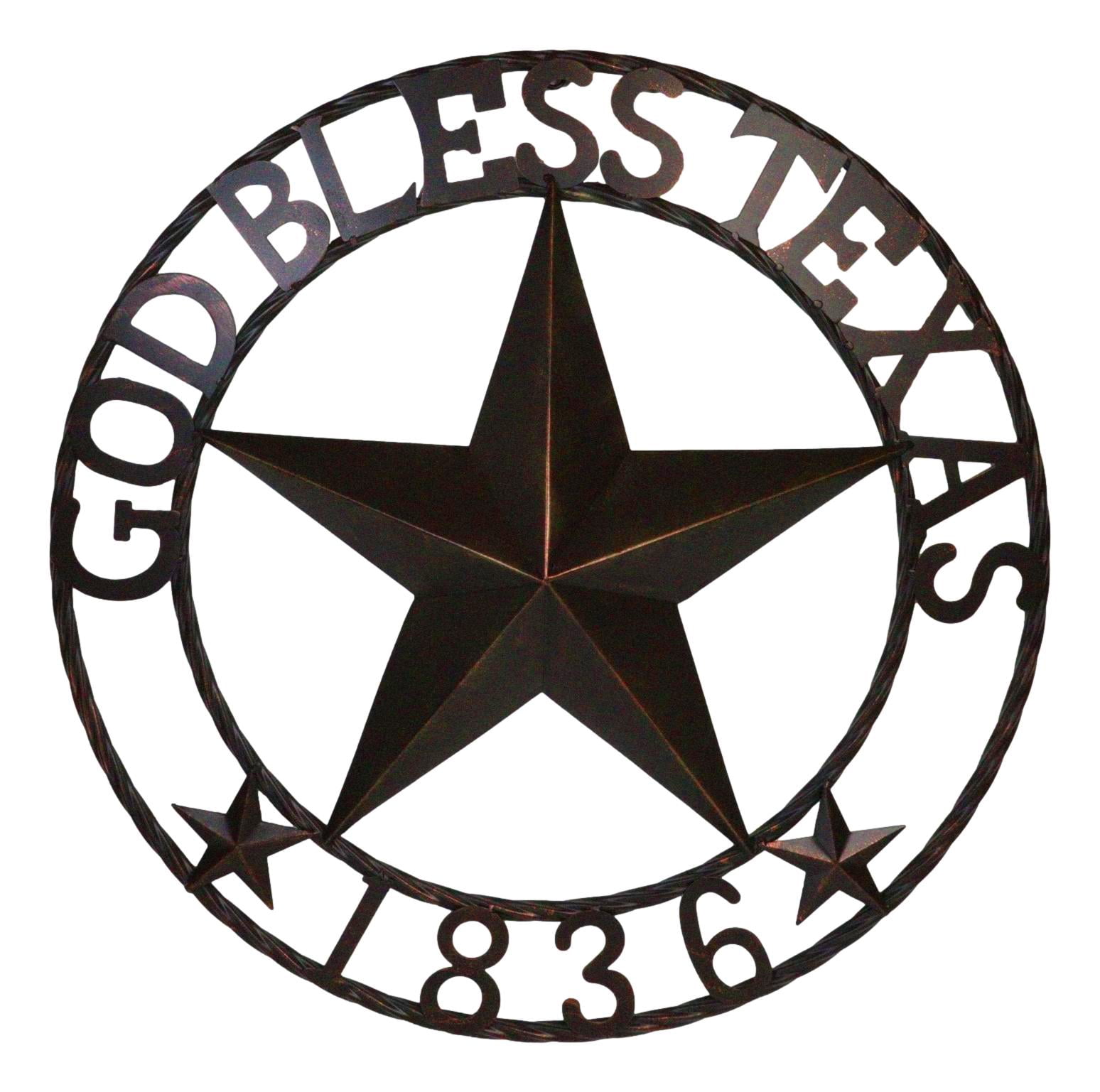 24"Dia Patriotic Western Lone Star God Bless Texas 1836 Metal Wall ...