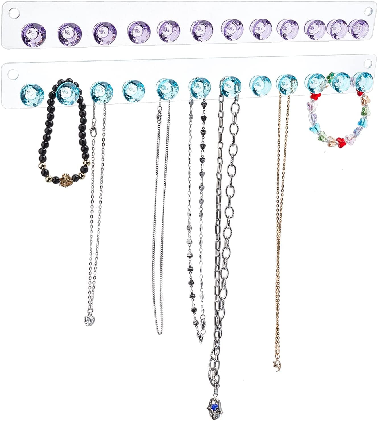 24 Diamond Necklace Hangers Wall Mounted Jewelry Stand Organizer ...