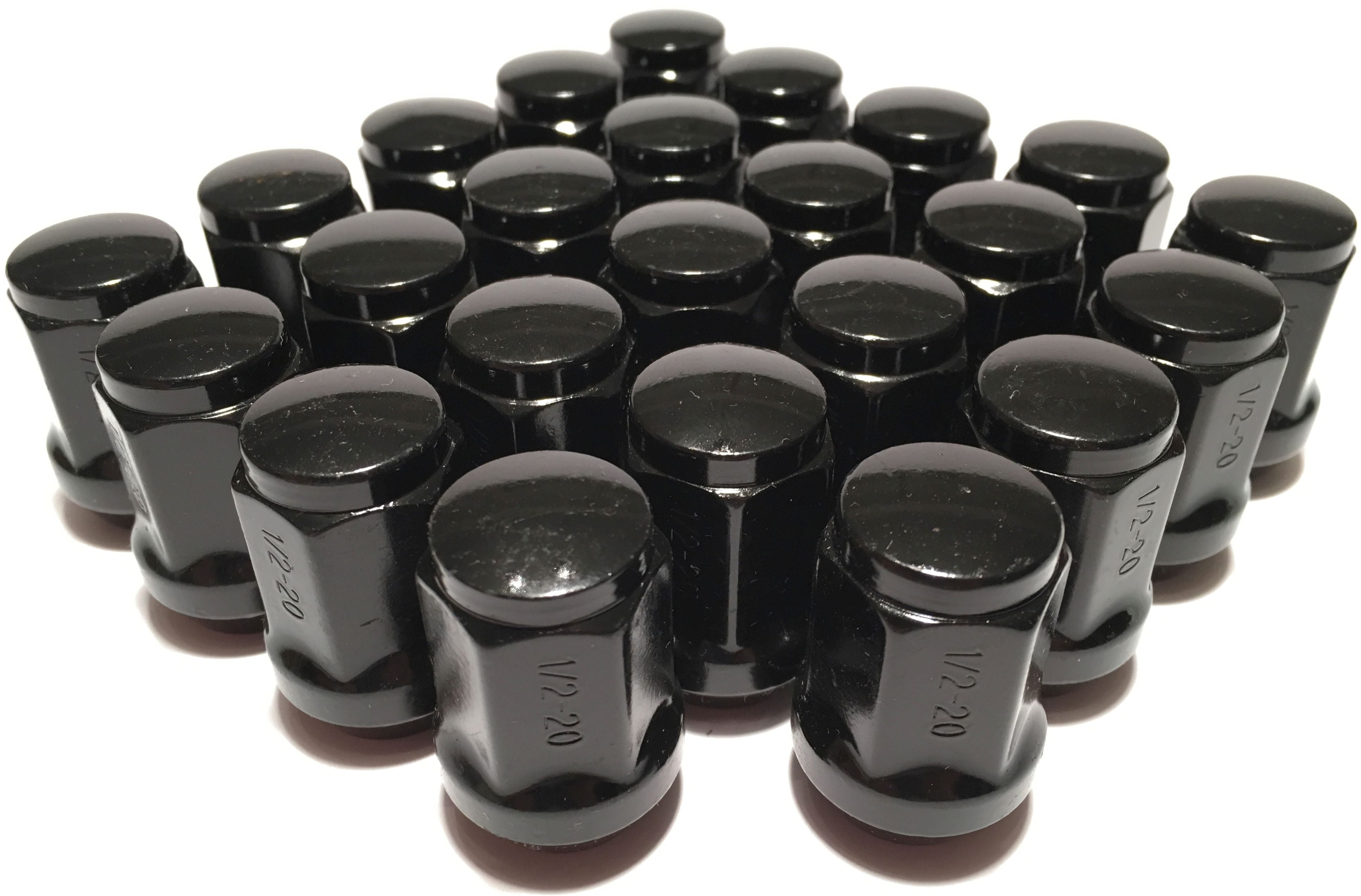 24 Dodge Durango Dakota Black Bulge Acorn Lug Nuts 1/2"-20 Closed End ...