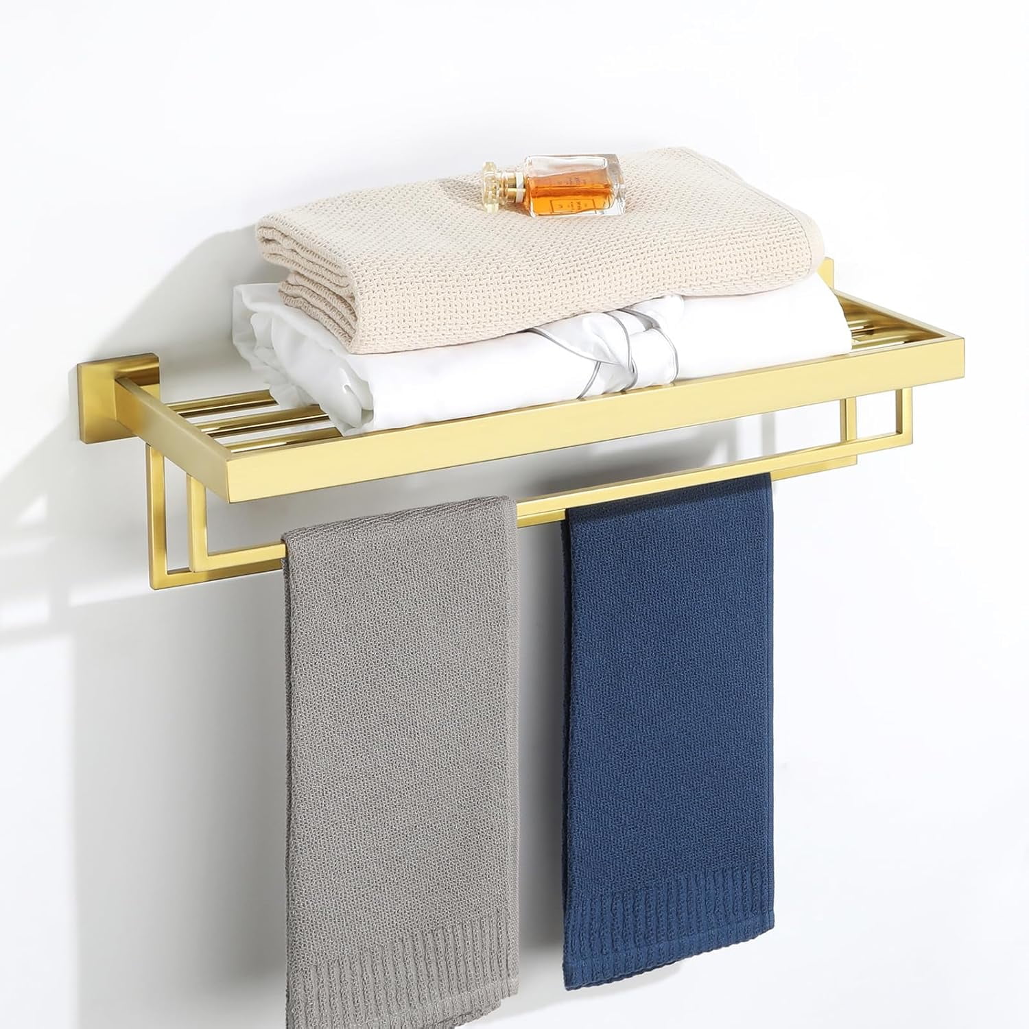 24" Double Bar Wall Mount Towel Rack - Gold Finish Stainless Steel ...