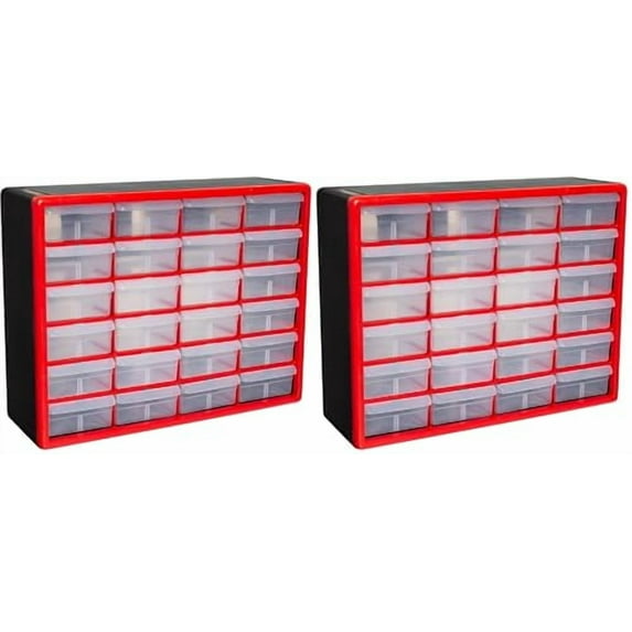 24-Drawer Plastic Drawer Storage Cabinet for Garage Organization, Bead ...