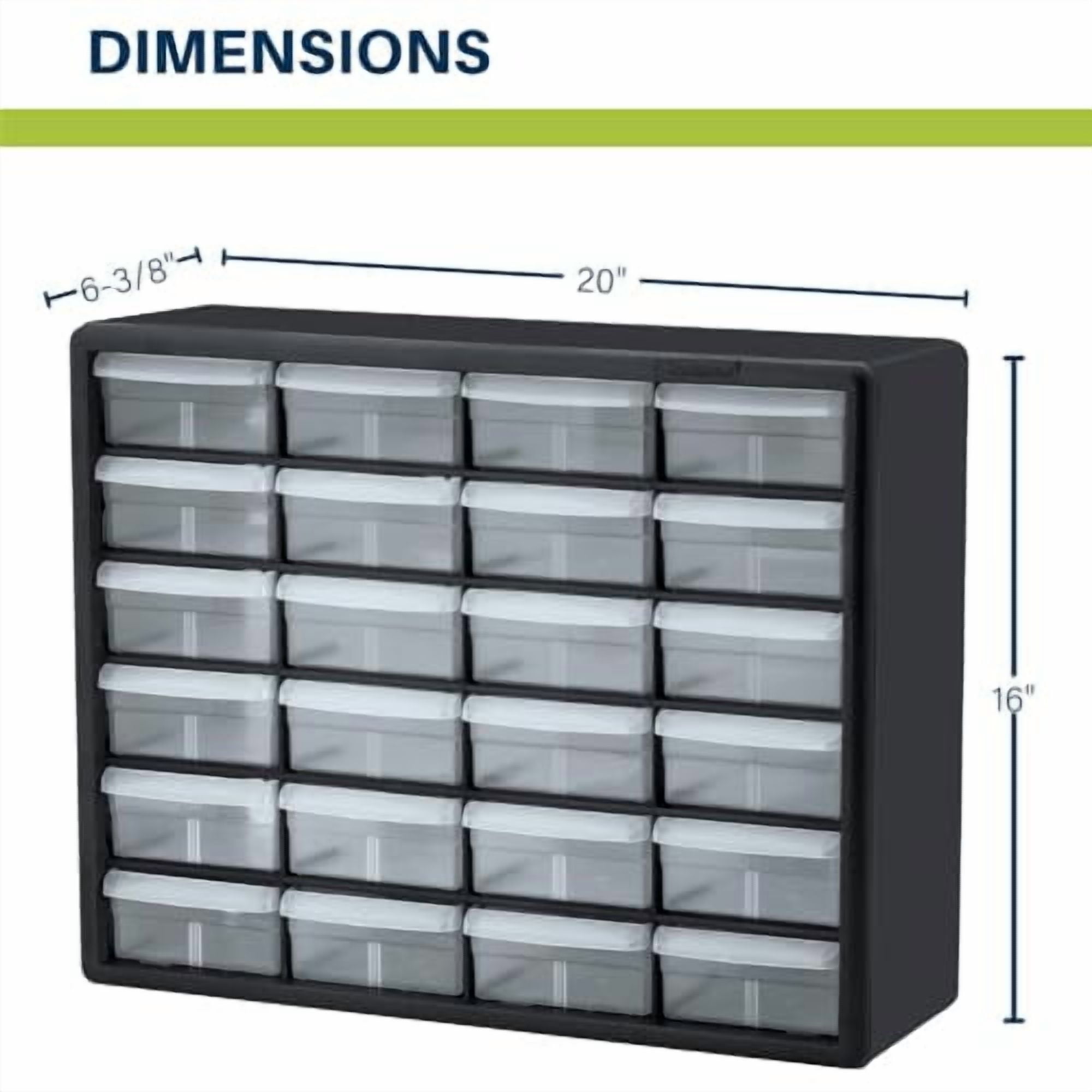 24-Drawer Plastic Drawer Storage Cabinet for Garage Organization, Bead ...