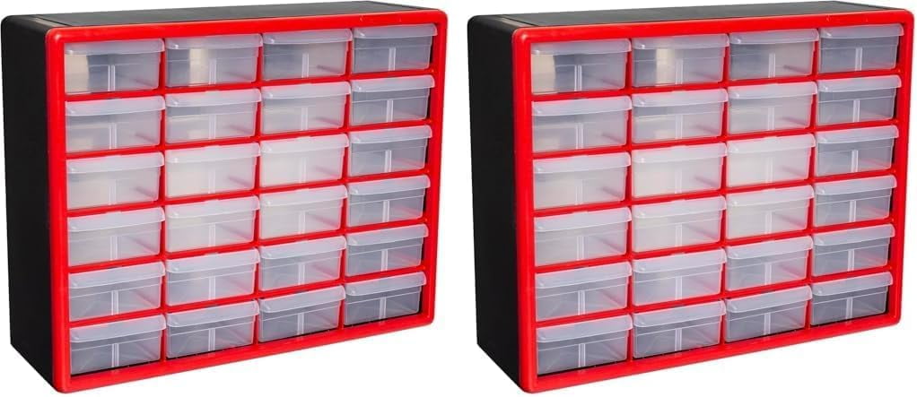 24-Drawer Plastic Drawer Storage Cabinet for Garage Organization, Bead ...