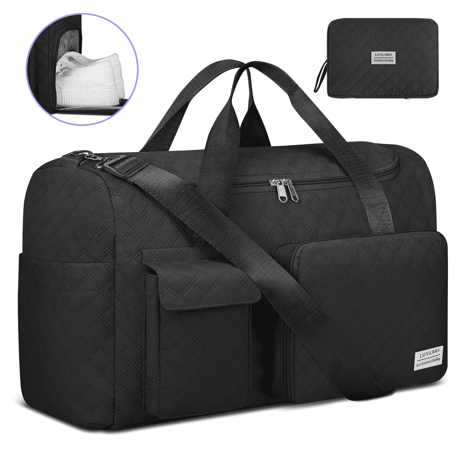 "24"" Duffel Bag for Women, Large Weekender Overnight Bag, Dry Wet ...