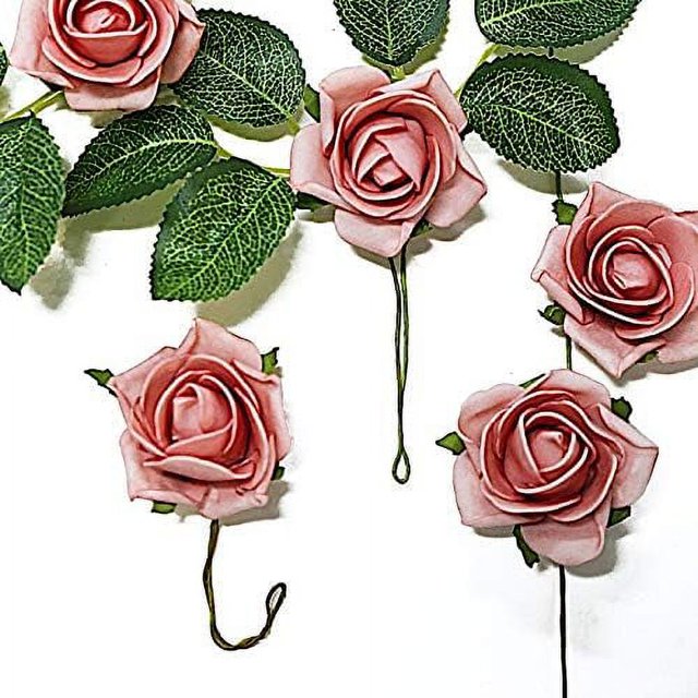 24 Dusty Rose 2-Inch Mini Foam Roses Artificial Flower Stems Wedding ...