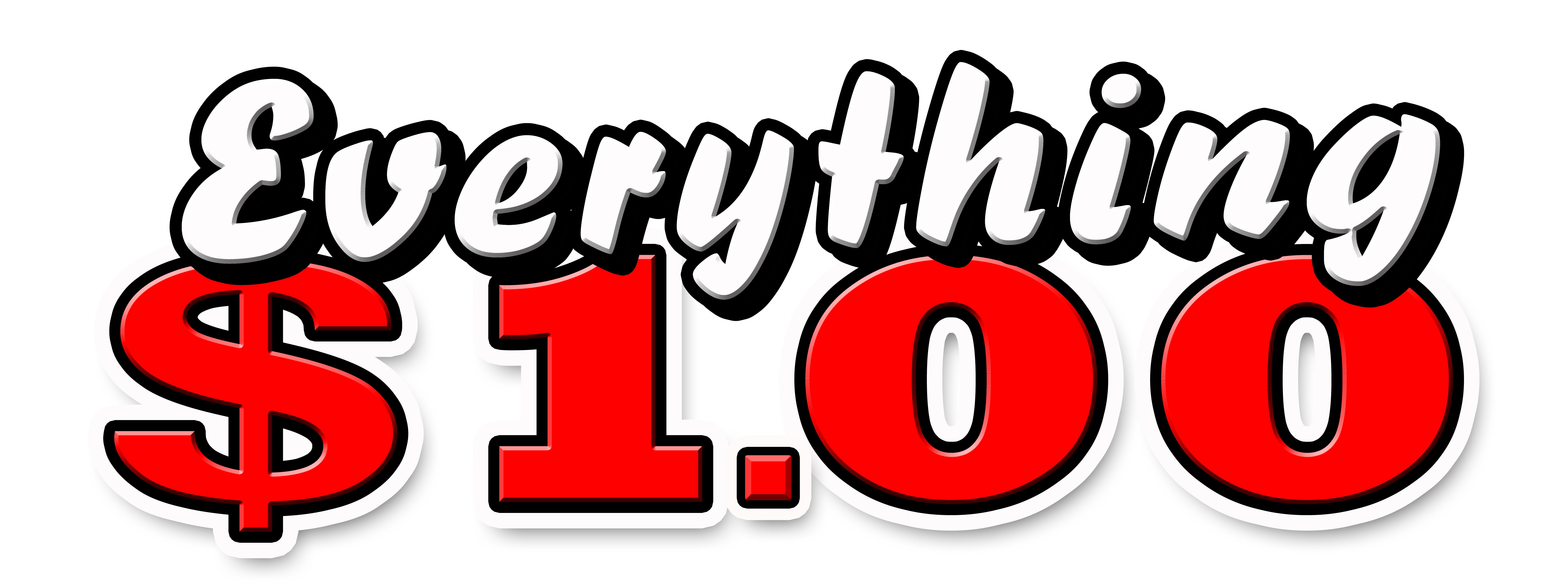 24" EVERYTHING 1 DOLLAR DECAL sticker one huge sale store shop dollar ...