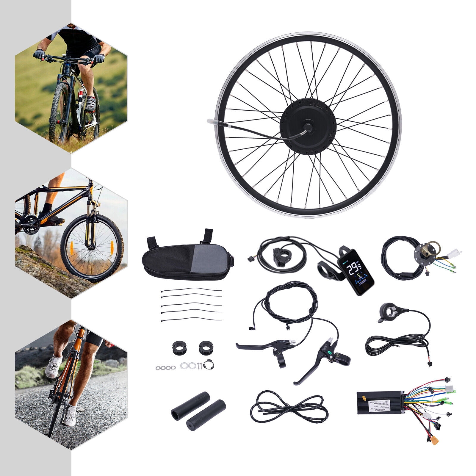 24" Ebike Front Wheel Electric Bicycle Hub Motor Conversion Kit 36V LCD ...