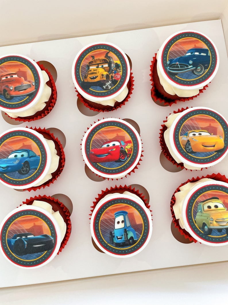 24 Edible Cars Cupcake Toppers for Boys Birthday or Girls Birthday ...