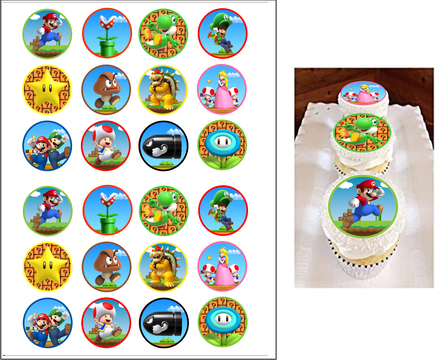 24 Edible Gamer Cupcake Toppers – Video Game Birthday Decorations ...