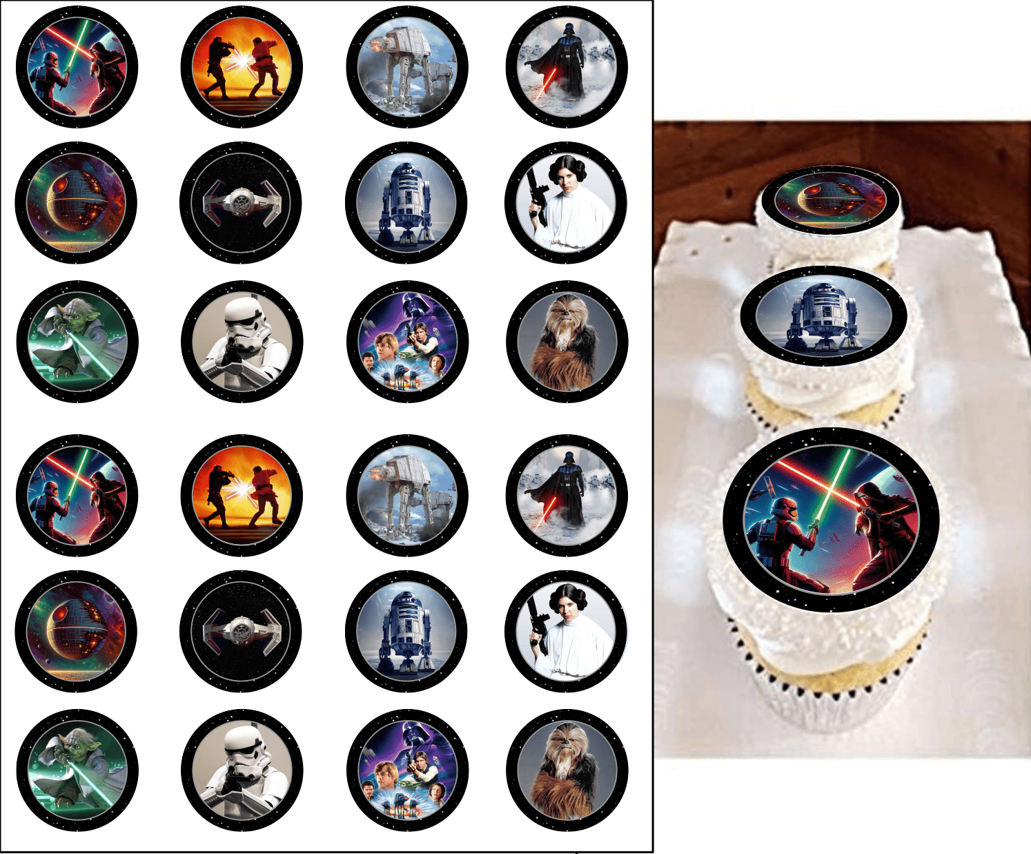 24 Edible Wafer Paper Star War Cupcake Toppers 1.5 inch - Walmart.com