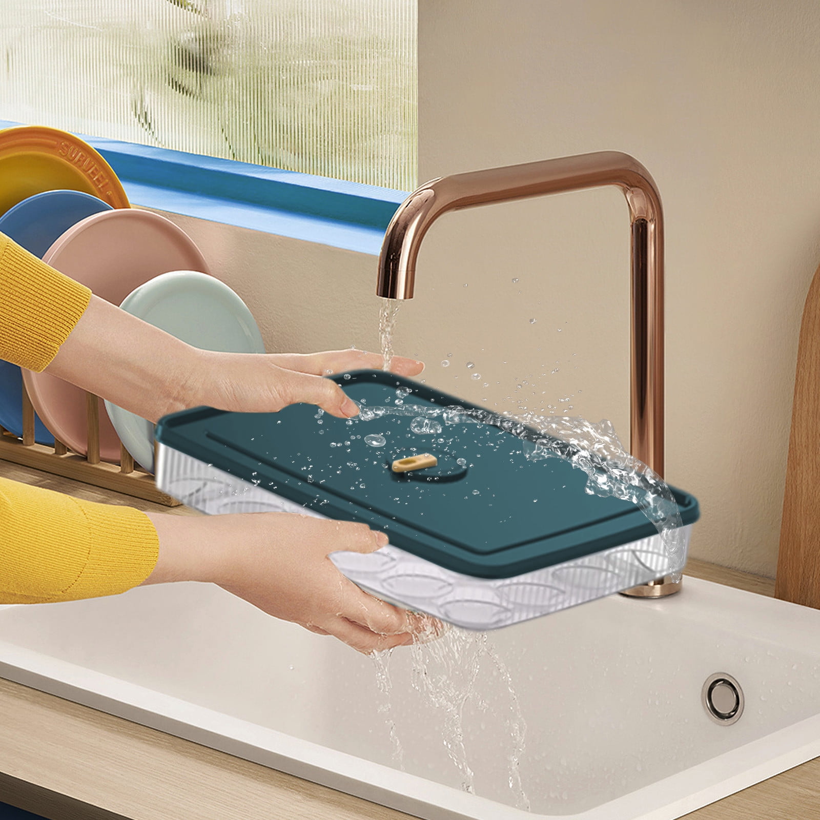 24 Egg Holder Refrigerator Organizer Bin, Clear Plastic Stackable Egg ...