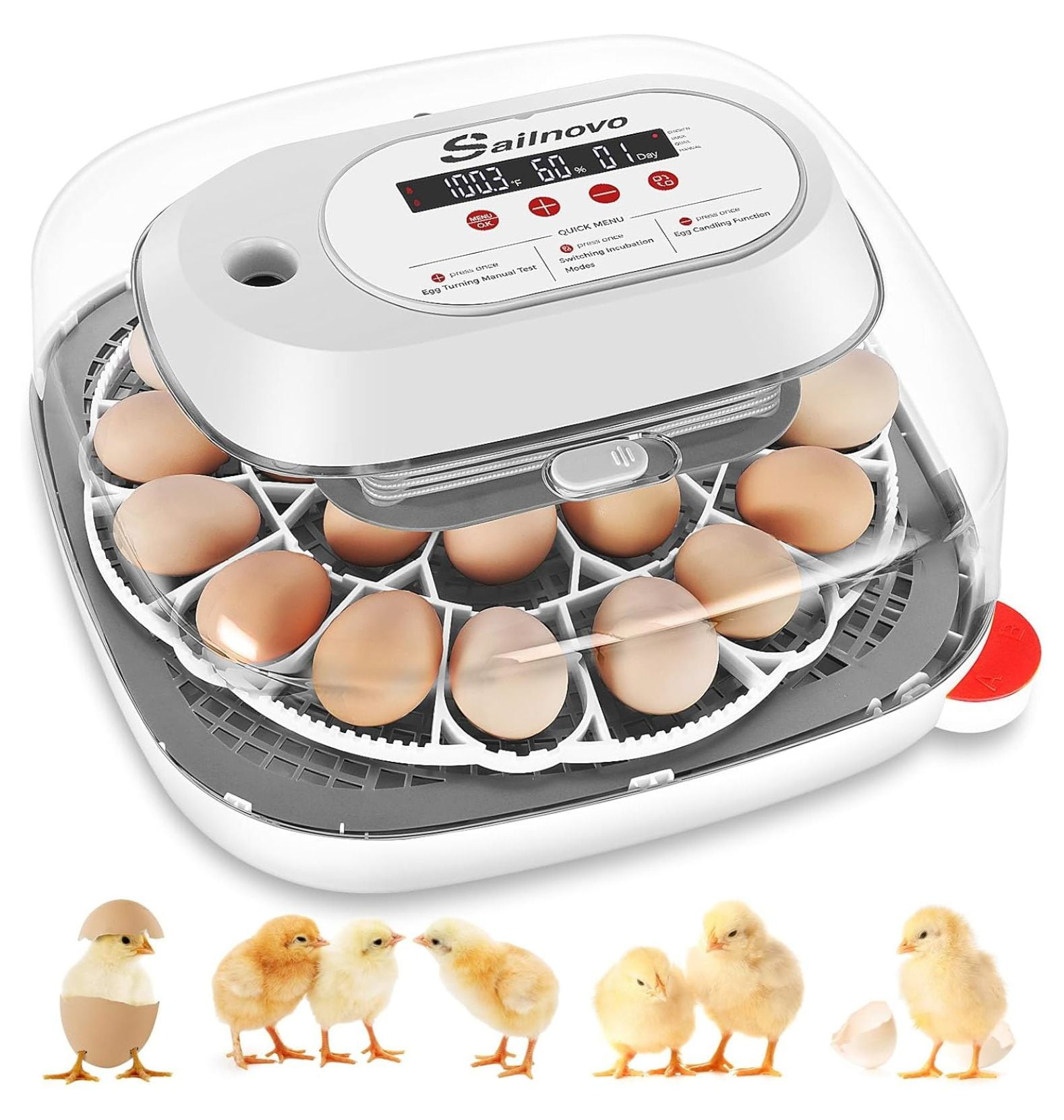 24 Egg Incubators for Hatching Eggs, 4 Modes Egg Incubator with Automatic Egg Turning and ...